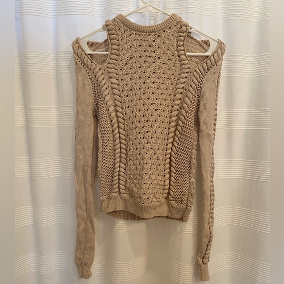 Minnie Rose | Sweaters | Minnie Ross Cream Knit Sweater With Open ...